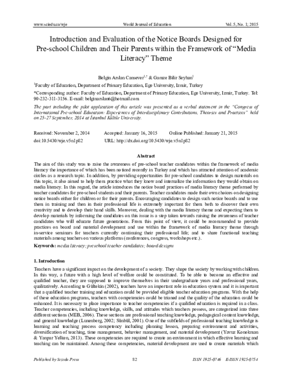 (PDF) Introduction and Evaluation of the Notice Boards Designed for Pre ...