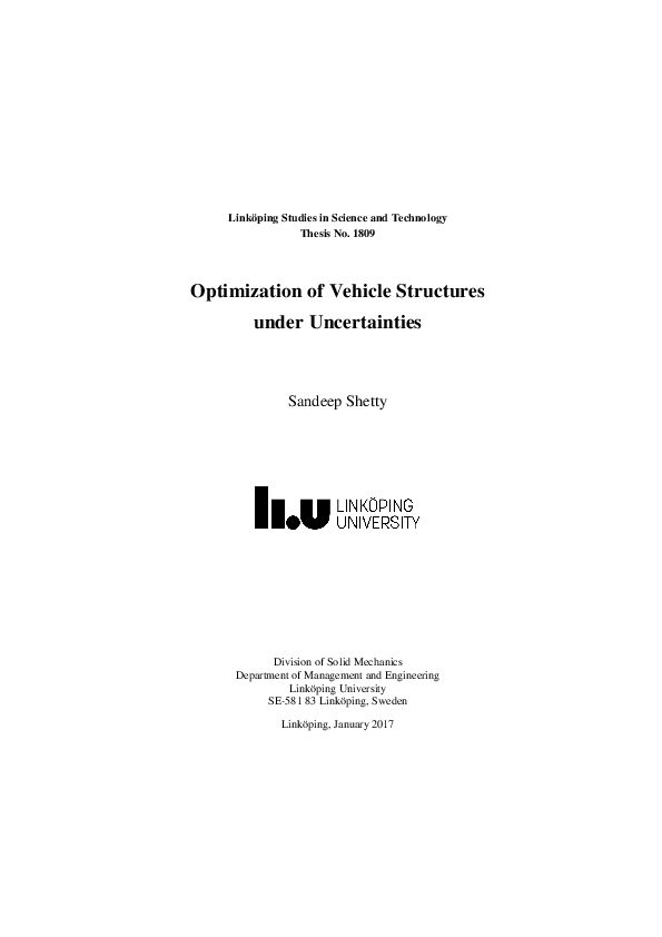 (PDF) Optimization of Vehicle Structures under Uncertainties