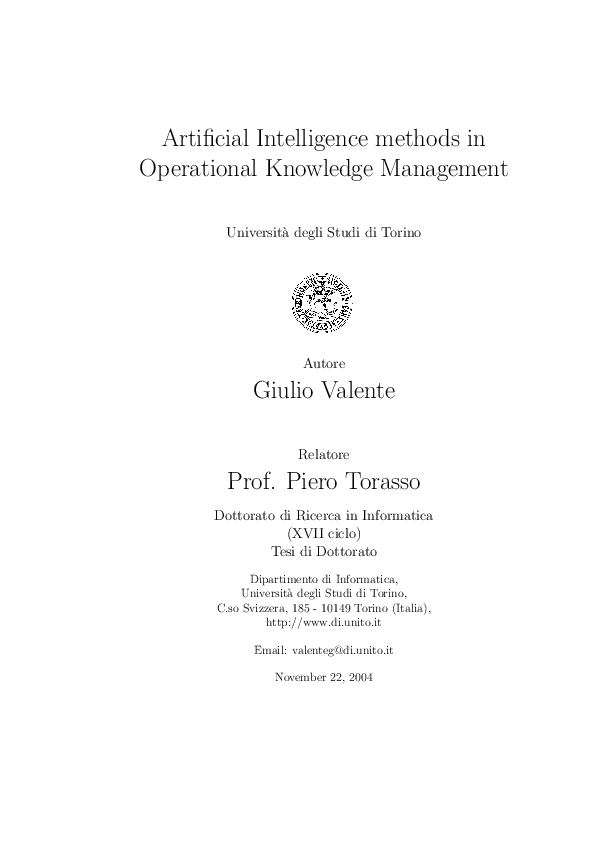 (PDF) Artificial Intelligence methods in Operational Knowledge Management