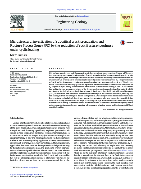 Pdf Microstructural Investigation Of Subcritical Crack Propagation