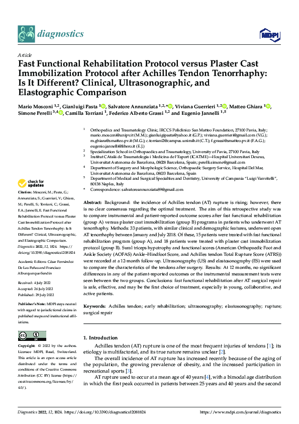 (PDF) Fast Functional Rehabilitation Protocol versus Plaster Cast ...
