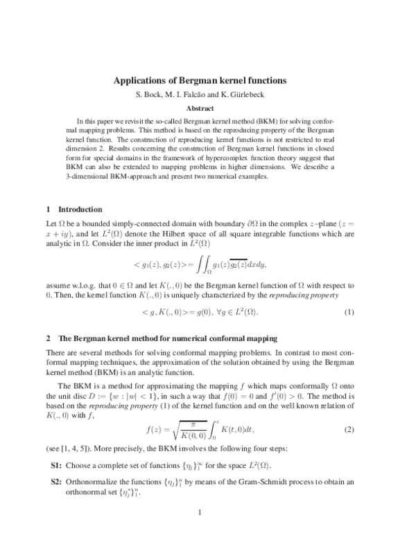 (PDF) Applications of Bergman kernel functions