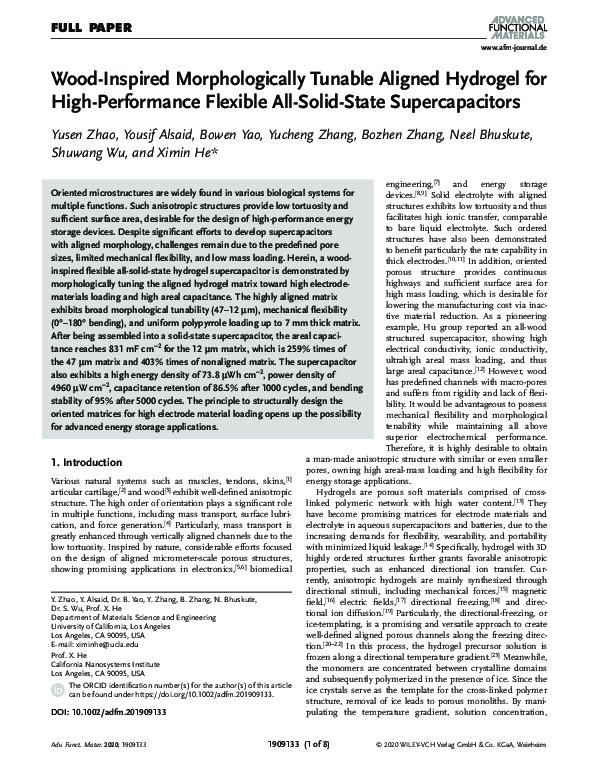 (PDF) Wood‐Inspired Morphologically Tunable Aligned Hydrogel for High ...