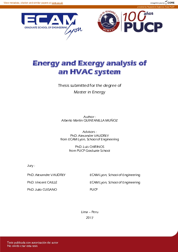 (PDF) Energy and exergy analysis of an HVAC system