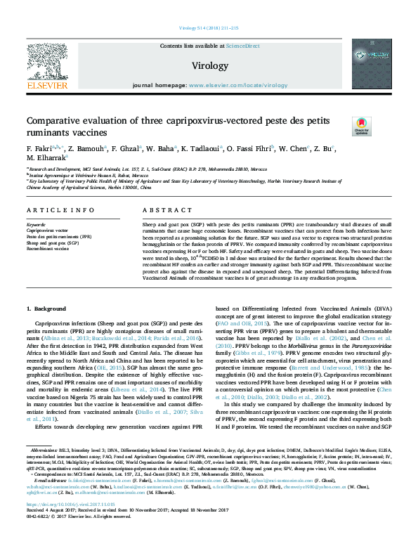 (PDF) Comparative evaluation of three capripoxvirus-vectored peste des ...
