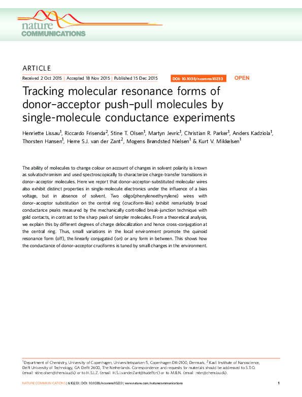 (PDF) Tracking molecular resonance forms of donor–acceptor push–pull ...