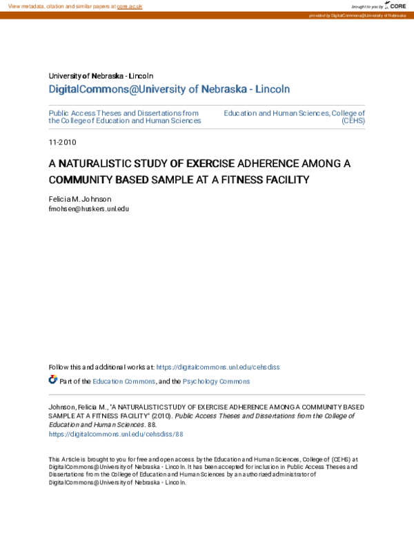 (PDF) A naturalistic study of exercise adherence among a community ...