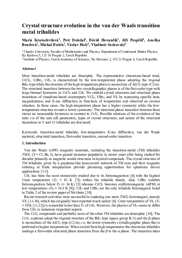 (PDF) Crystal structure evolution in the van der Waals transition metal ...