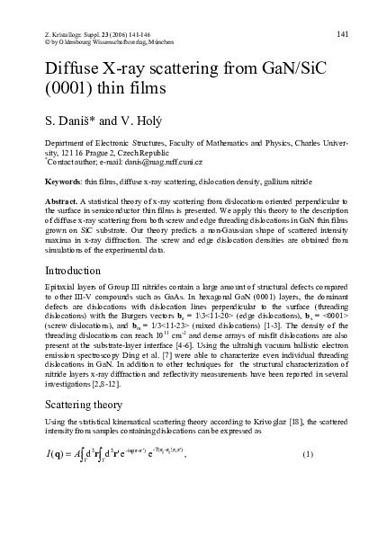 Diffuse X-ray scattering from GaN/SiC (0001) thin films
