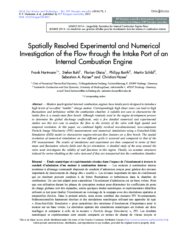 (PDF) Spatially Resolved Experimental and Numerical Investigation of the Flow through the Intake ...