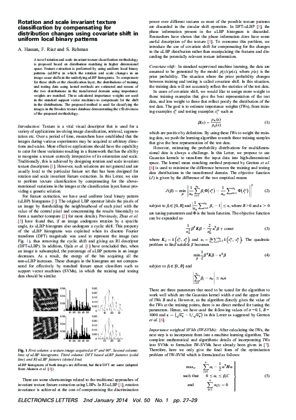 (PDF) Rotation and scale invariant texture classification by compensating for distribution ...