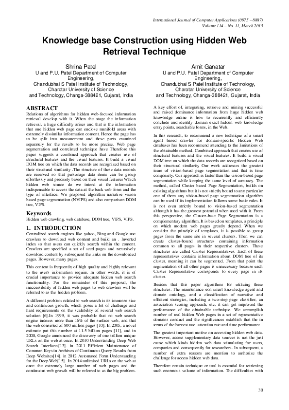 (PDF) Knowledge base Construction using Hidden Web Retrieval Technique