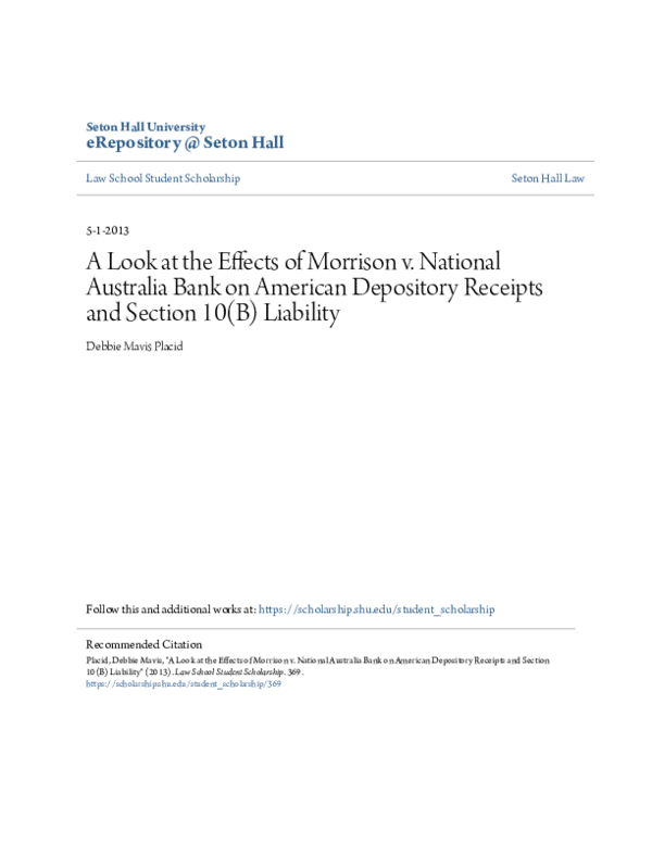 (PDF) A Look at the Effects of Morrison v. National Australia Bank on ...