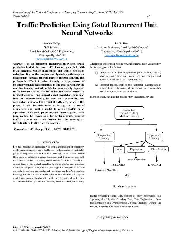 Pdf Traffic Prediction Using Gated Recurrent Unit Neural Networks