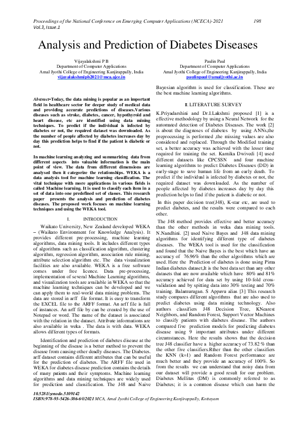 (PDF) Analysis and Prediction of Diabetes Diseases