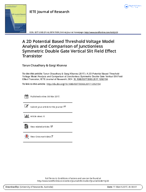 (PDF) A 2D Potential Based Threshold Voltage Model Analysis and ...