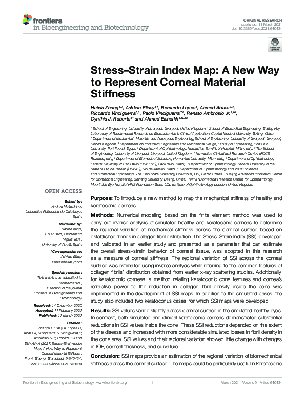 (PDF) Stress–Strain Index Map: A New Way to Represent Corneal Material ...