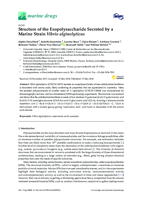 (PDF) Structure of the Exopolysaccharide Secreted by a Marine Strain ...