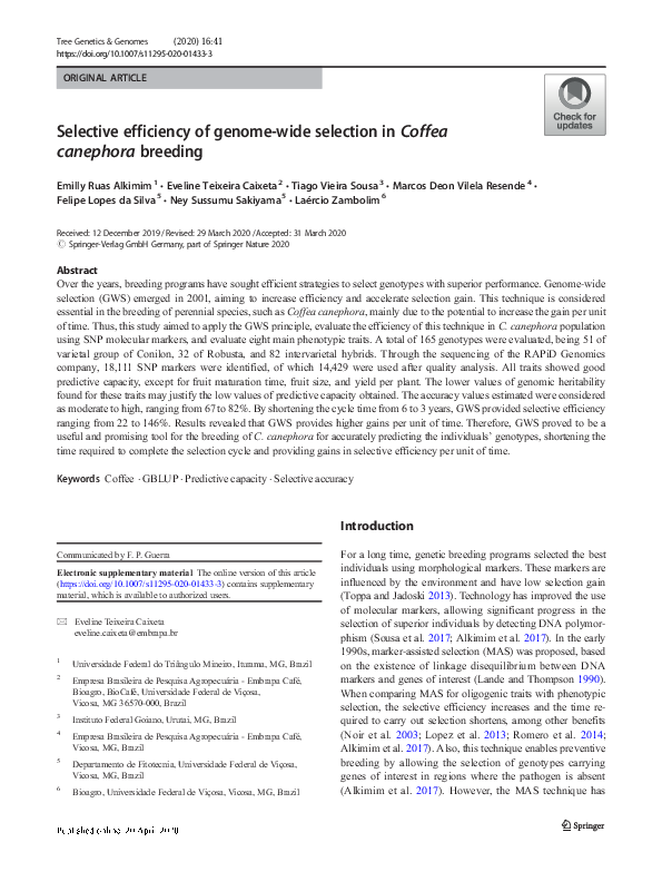 (PDF) Selective efficiency of genome-wide selection in Coffea canephora ...
