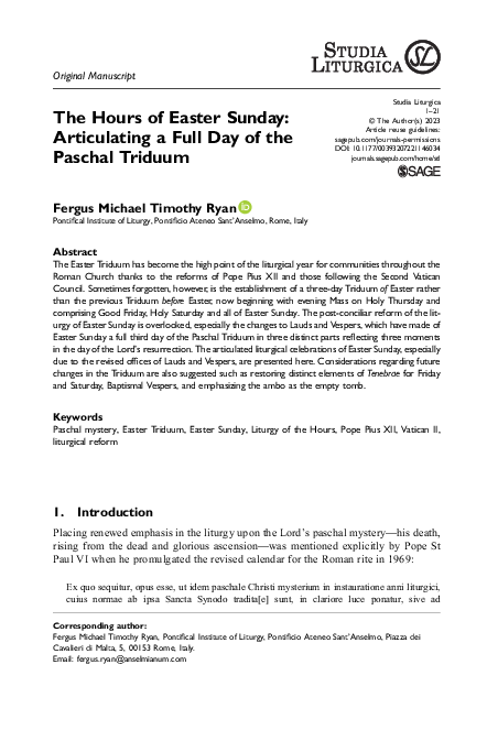 (PDF) The Hours of Easter Sunday: Articulating a Full Day of the ...