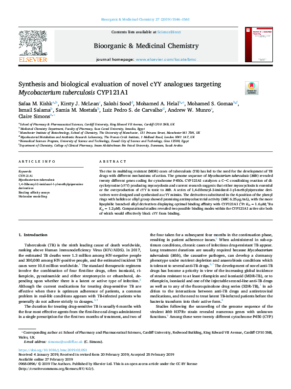 (PDF) Synthesis and biological evaluation of novel cYY analogues ...