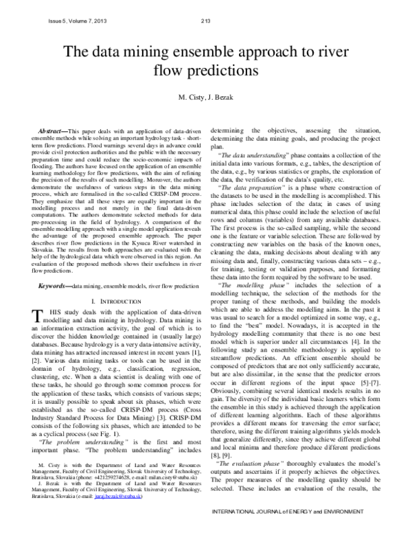 (PDF) The data mining ensemble approach to river flow predictions | Milan Cisty - Academia.edu