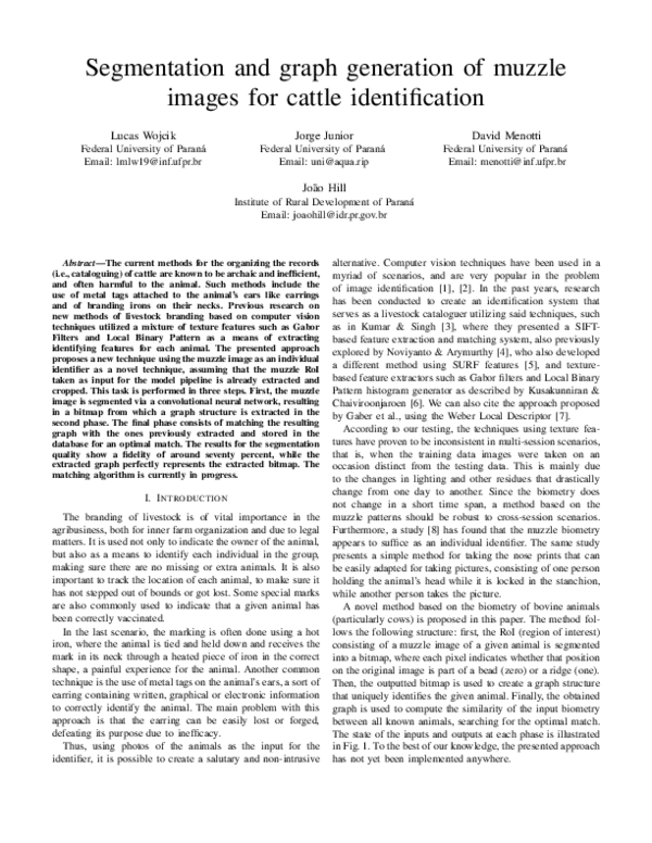(PDF) Segmentation and graph generation of muzzle images for cattle ...