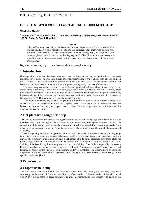 Pdf Boundary Layer On The Flat Plate With Roughness Strip