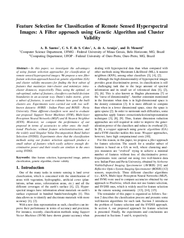 (PDF) Feature Selection for Classification of Remote Sensed ...