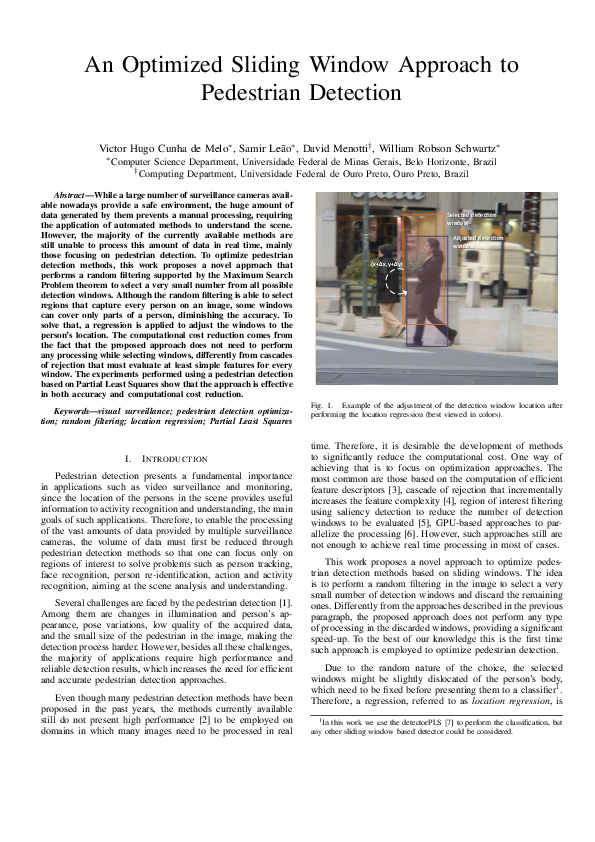 (PDF) An Optimized Sliding Window Approach to Pedestrian Detection