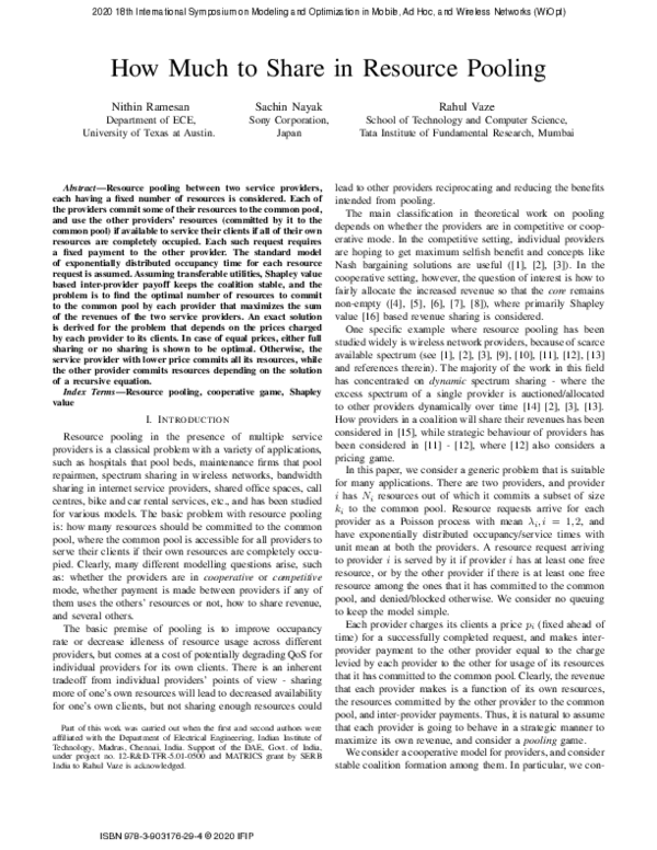(PDF) How Much to Share in Resource Pooling