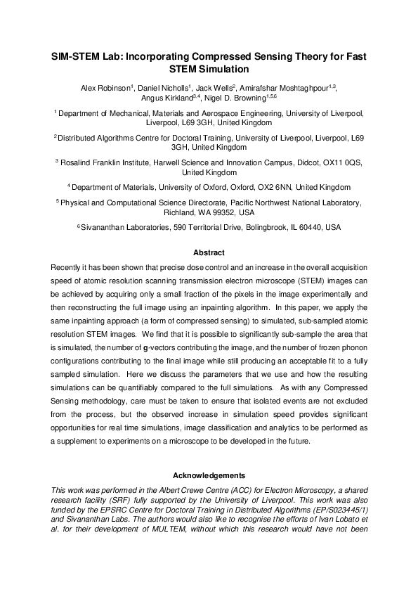 (PDF) SIM-STEM Lab: Incorporating Compressed Sensing Theory for Fast ...
