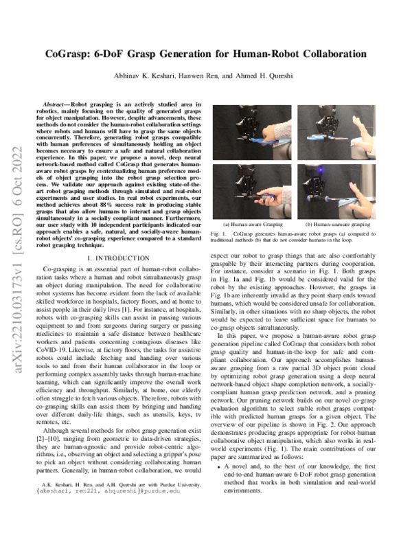 (PDF) CoGrasp: 6-DoF Grasp Generation for Human-Robot Collaboration