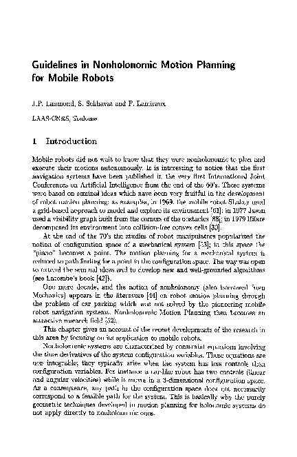 (PDF) Guidelines in nonholonomic motion planning for mobile robots