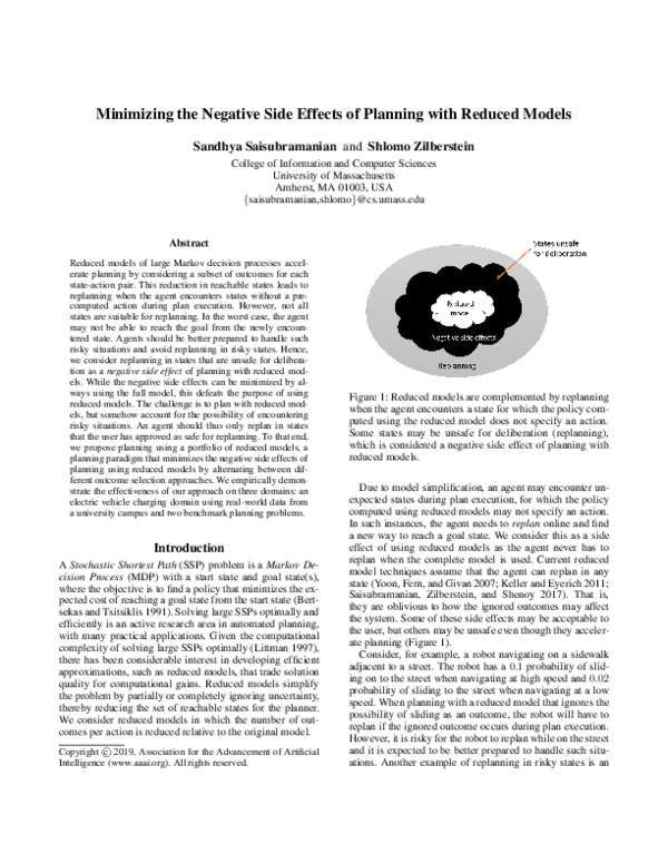 (PDF) Minimizing the Negative Side Effects of Planning with Reduced Models