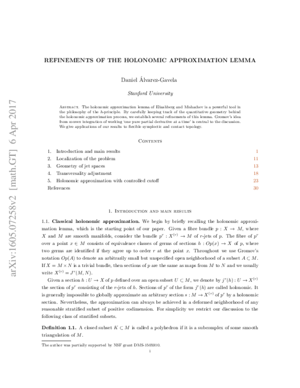 (PDF) Refinements of the holonomic approximation lemma