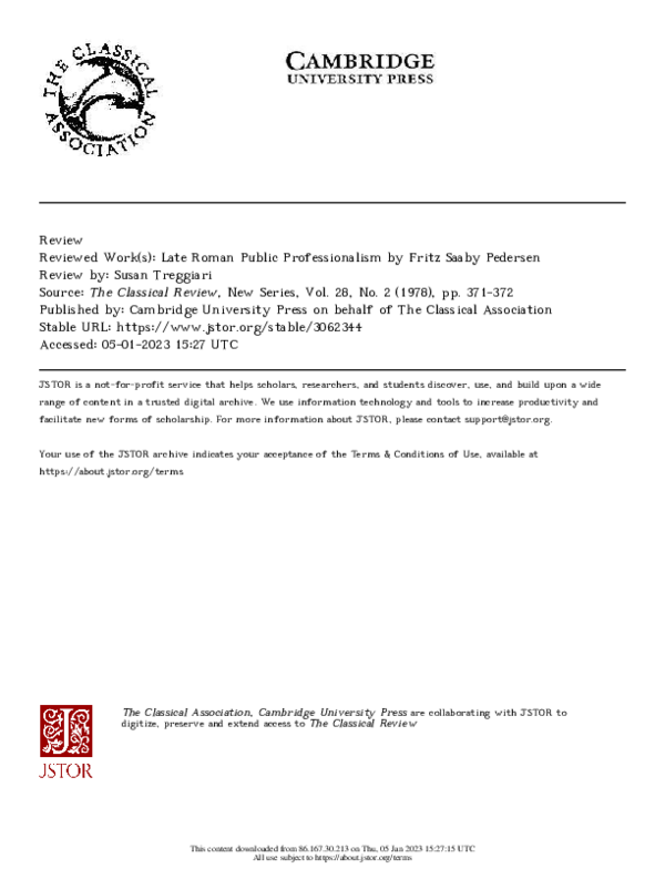 (PDF) Review of Pedersen, Late Roman public professionalism