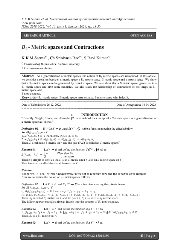 Pdf Metric Spaces And Contractions