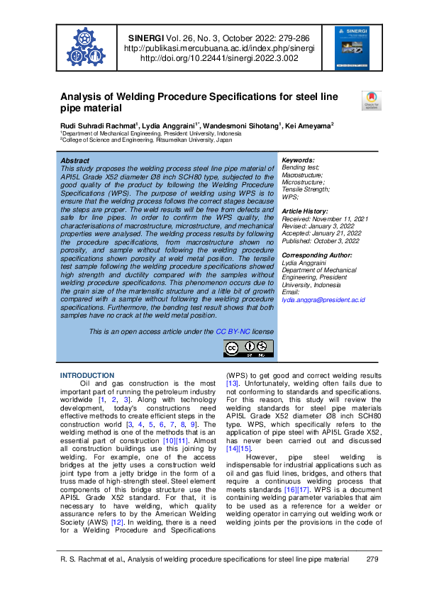 (PDF) Analysis of Welding Procedure Specifications for steel line pipe ...