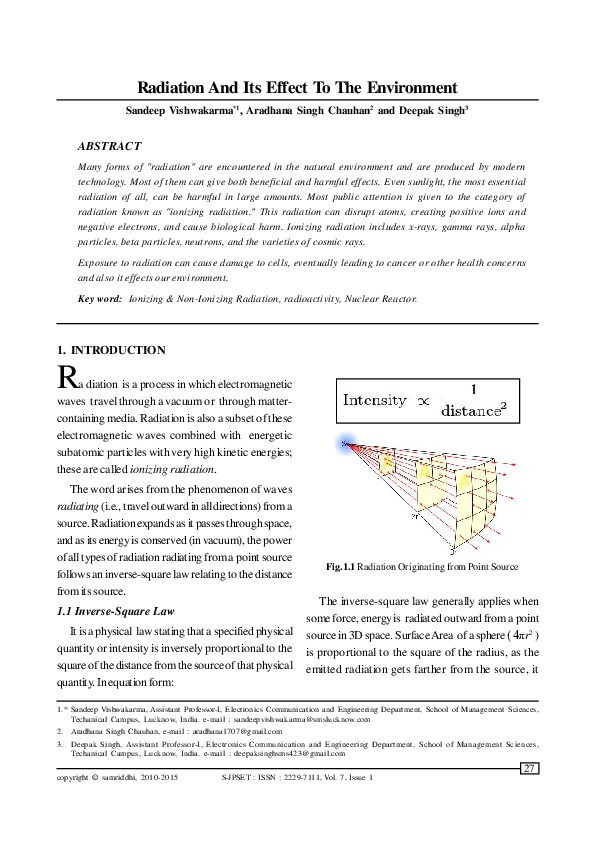 (PDF) Radiation And Its Effect To The Environment