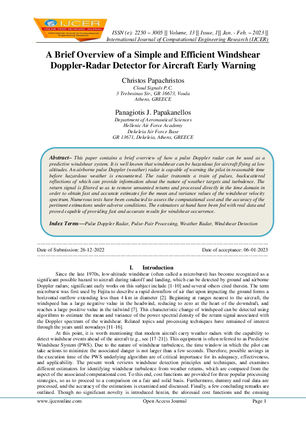 (PDF) A Brief Overview of a Simple and Efficient Windshear Doppler ...