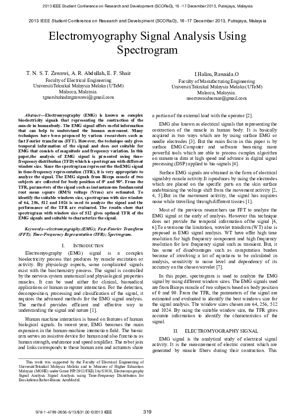 (PDF) Electromyography signal analysis using spectrogram (PDF) Electromyography signal analysis using spectrogram