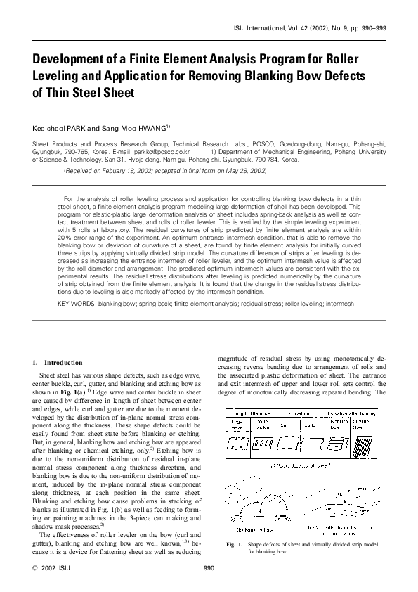 (PDF) Development of a Finite Element Analysis Program for Roller Leveling and Application for ...