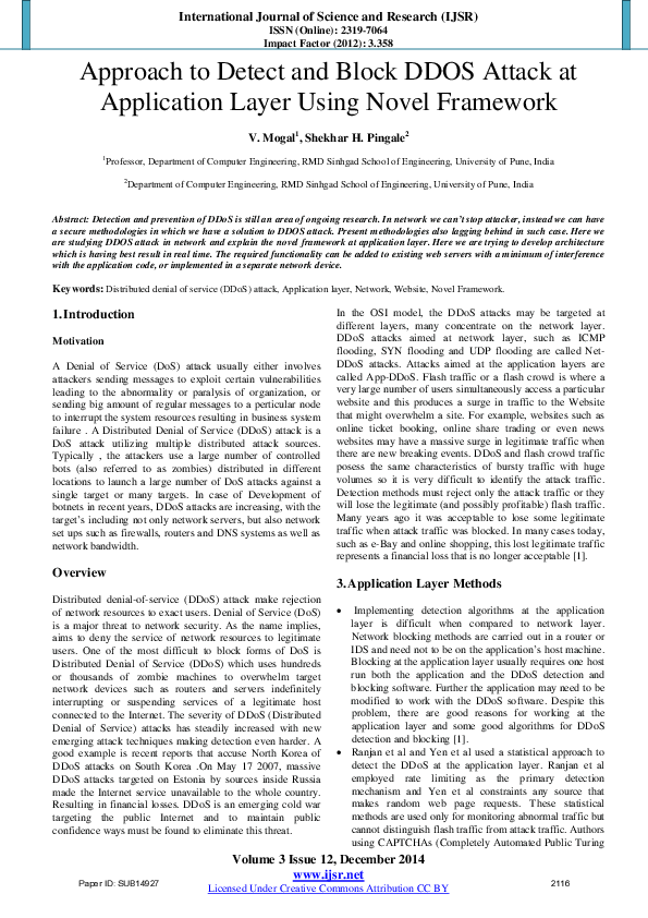 (PDF) Approach to Detect and Block DDOS Attack at Application Layer ... (PDF) Approach to Detect and Block DDOS Attack at Application Layer ...