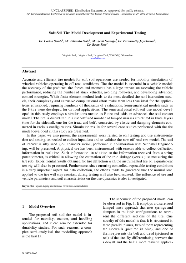 (PDF) Off-Road Soft Soil Tire Model Development and Experimental Testing