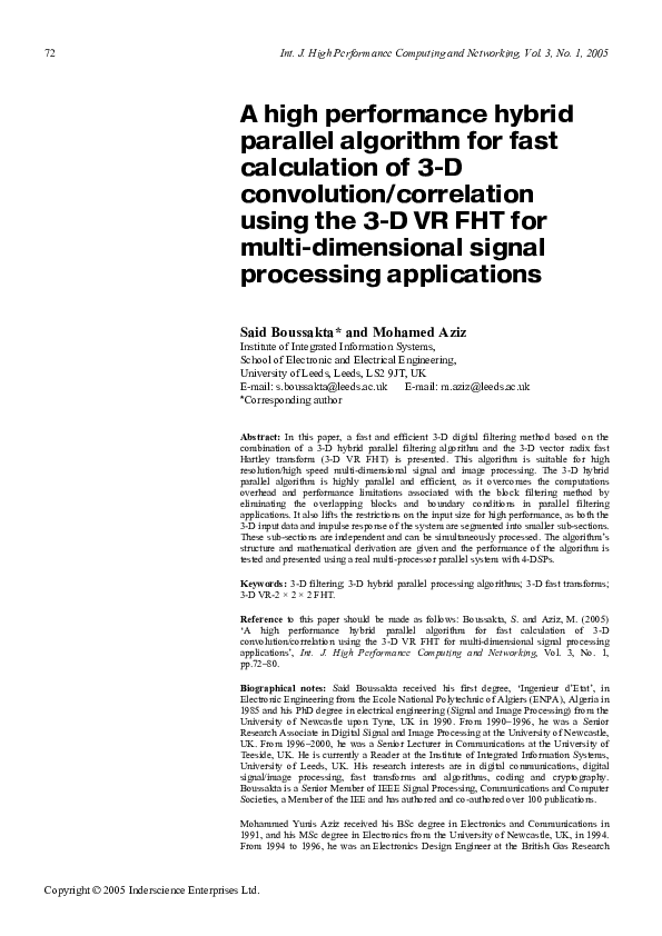 (PDF) A high performance hybrid parallel algorithm for fast calculation of 3-D convolution ...
