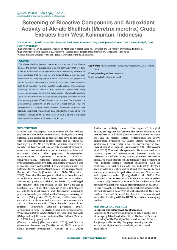 (PDF) Screening of Bioactive Compounds and Antioxidant Activity of Ale ...