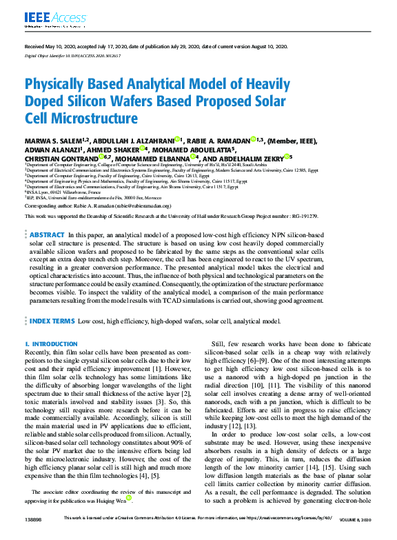 (PDF) Physically Based Analytical Model of Heavily Doped Silicon Wafers ...