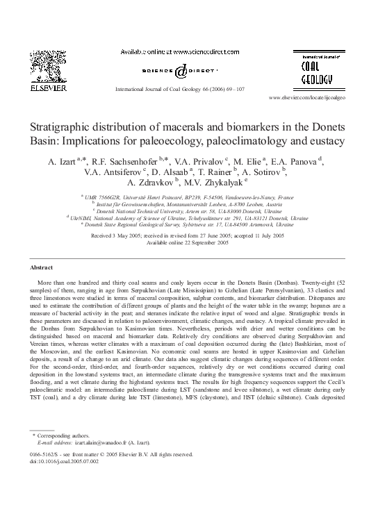 (PDF) Stratigraphic distribution of macerals and biomarkers in the ...