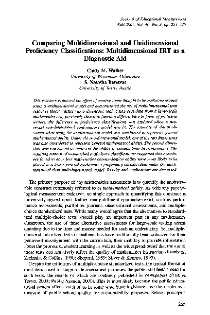 (PDF) Comparing Multidimensional and Unidimensional Proficiency ...